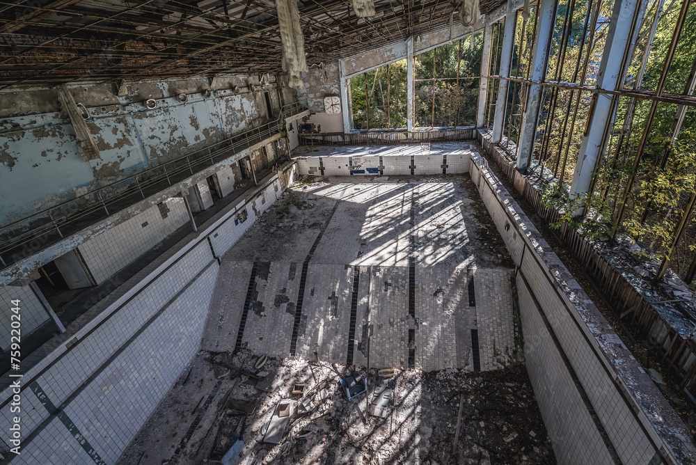 Azure Swimming Pool in Pripyat ghost city in Chernobyl Exclusion Zone ...