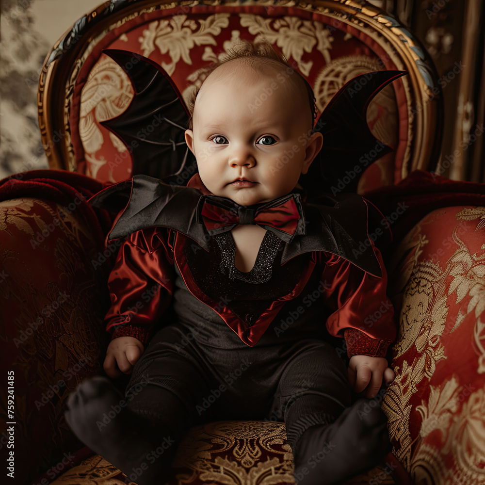 Stock-Illustration „baby dressed in a cute vampire demon Halloween ...