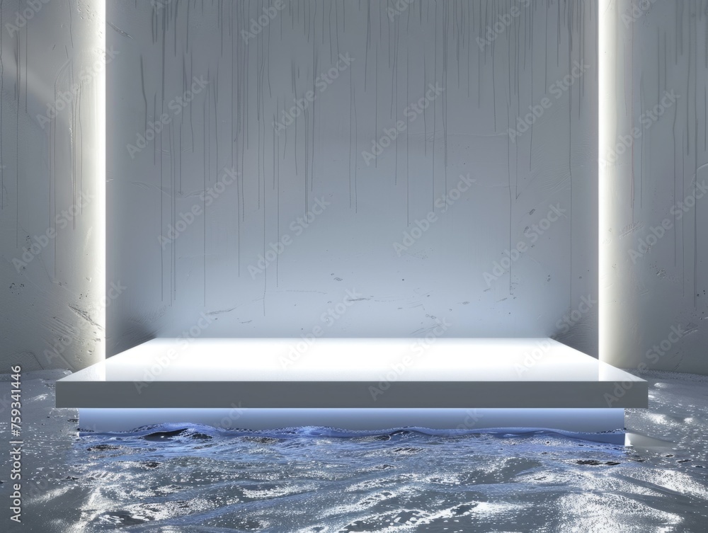 White LED Abstract Minimalistic Flat Podium. The Scene for Product ...