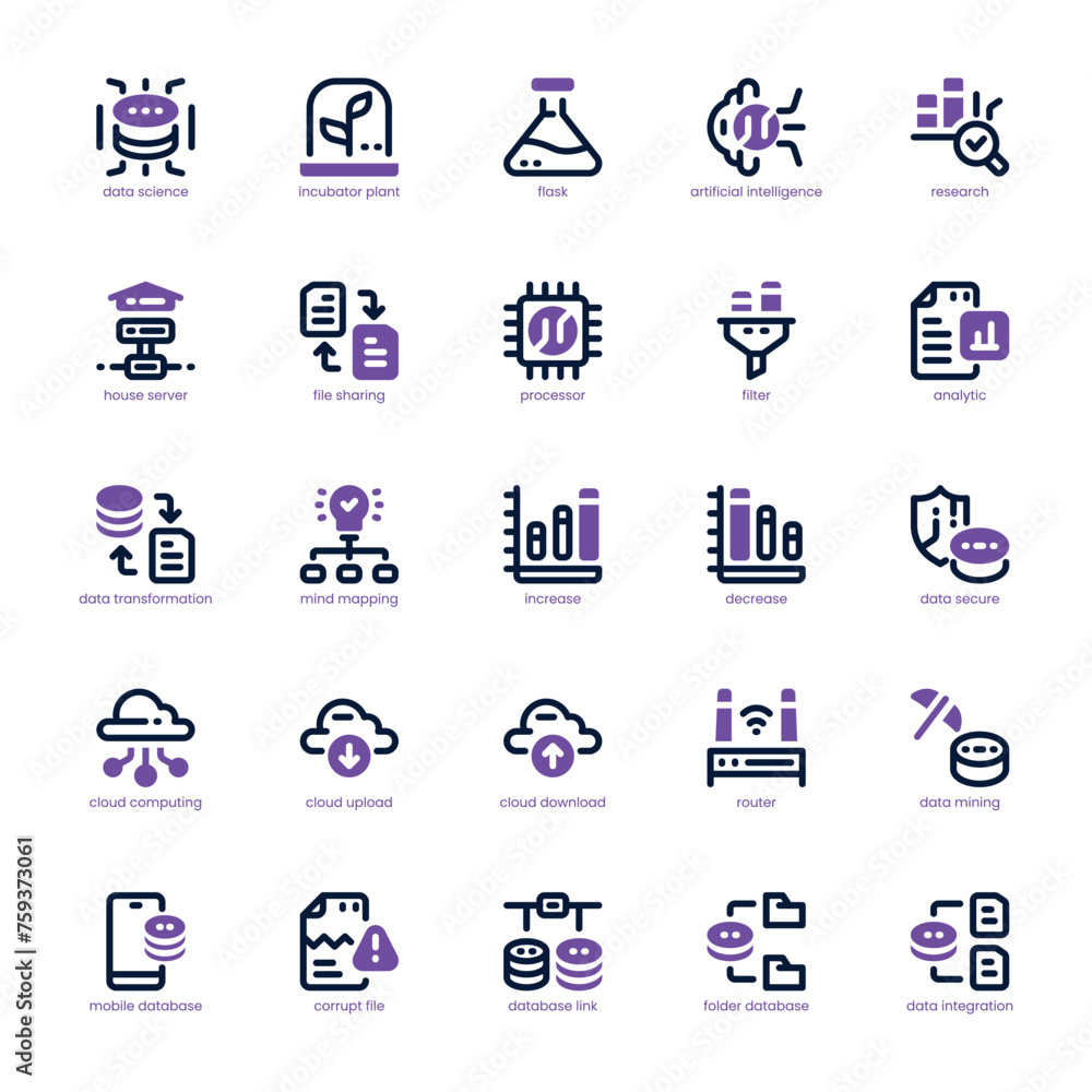 Vector de Stock Data Science icon pack for your website, mobile ...