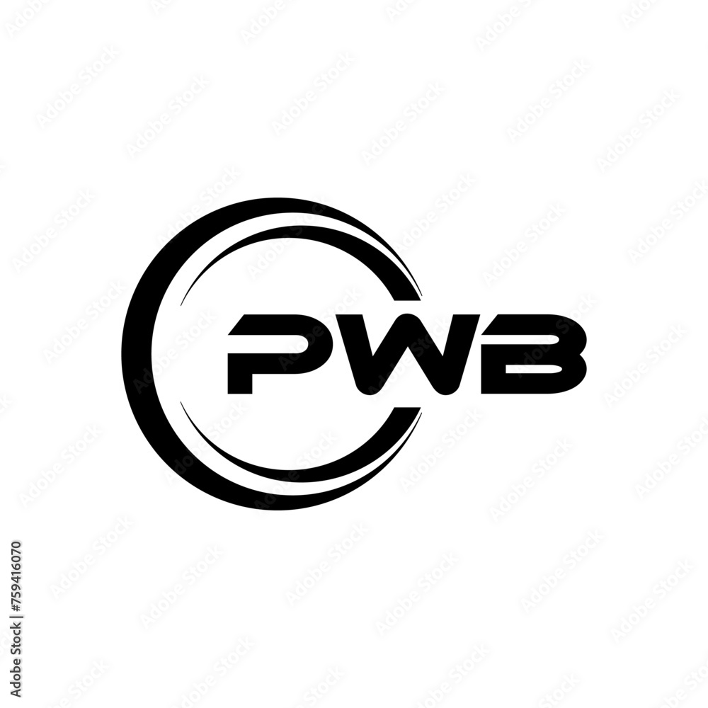 PWB letter logo design with white background in illustrator, cube logo ...