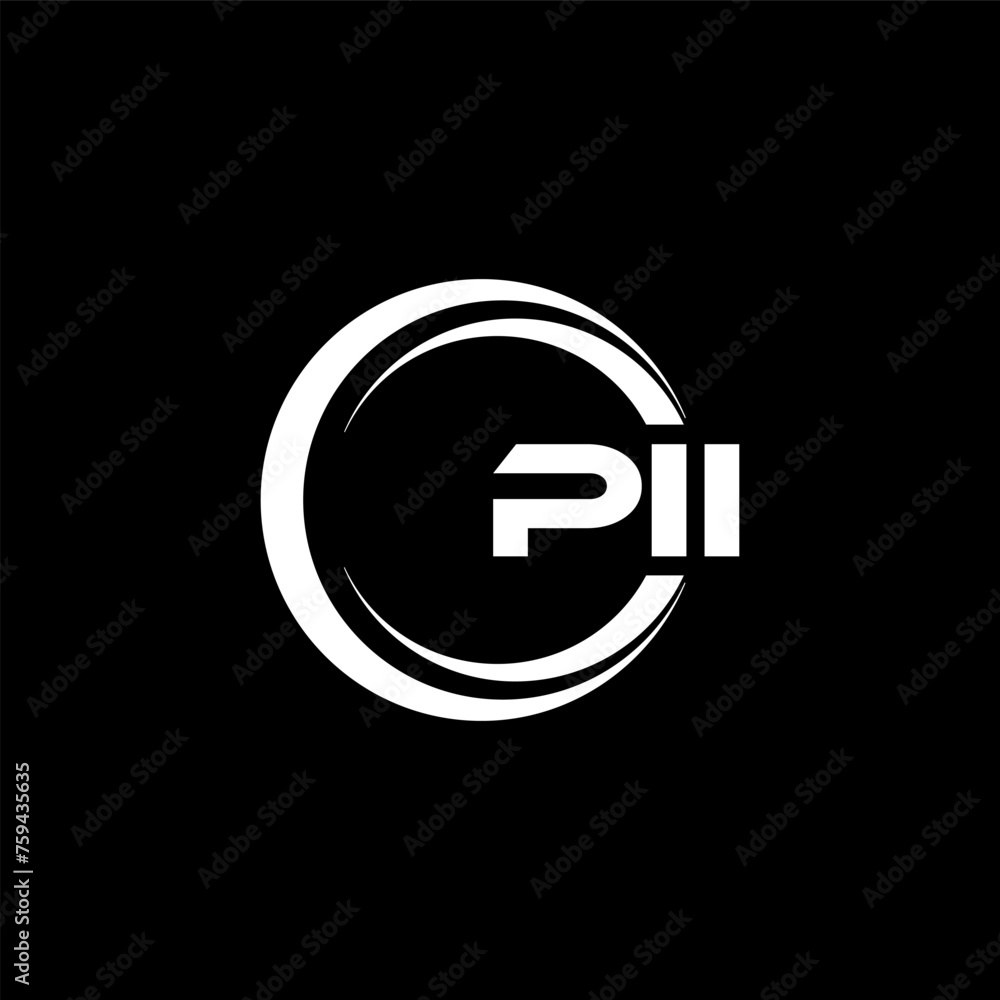 PII letter logo design with black background in illustrator, cube logo ...