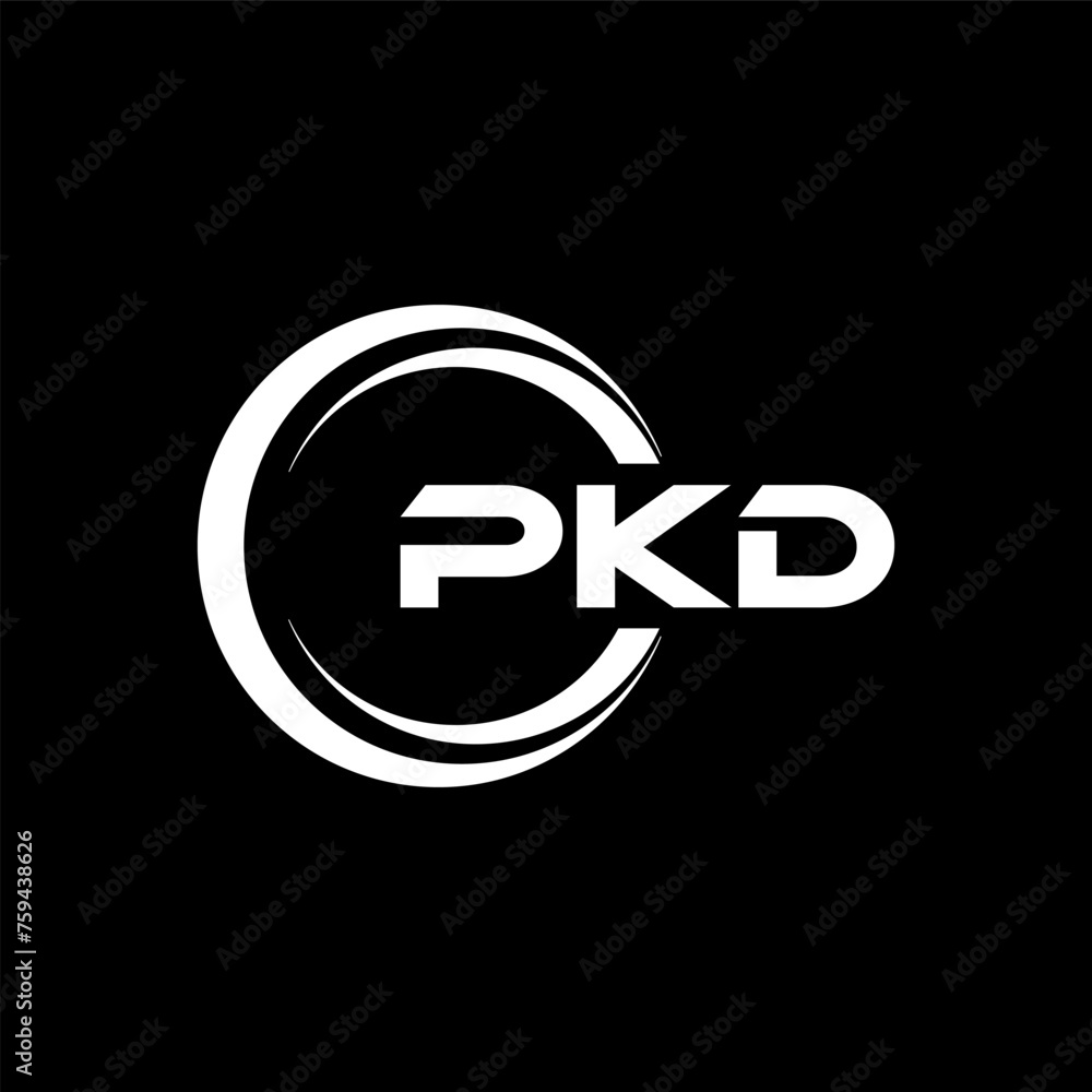 PKD letter logo design with black background in illustrator, cube logo ...