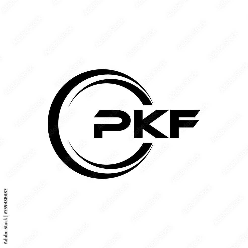 PKF letter logo design with white background in illustrator, cube logo ...