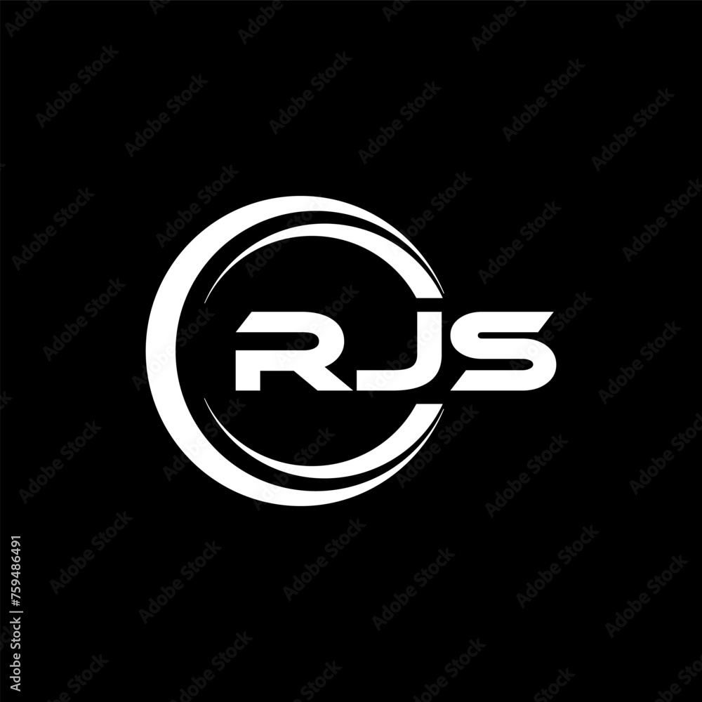 RJS letter logo design with black background in illustrator, cube logo ...