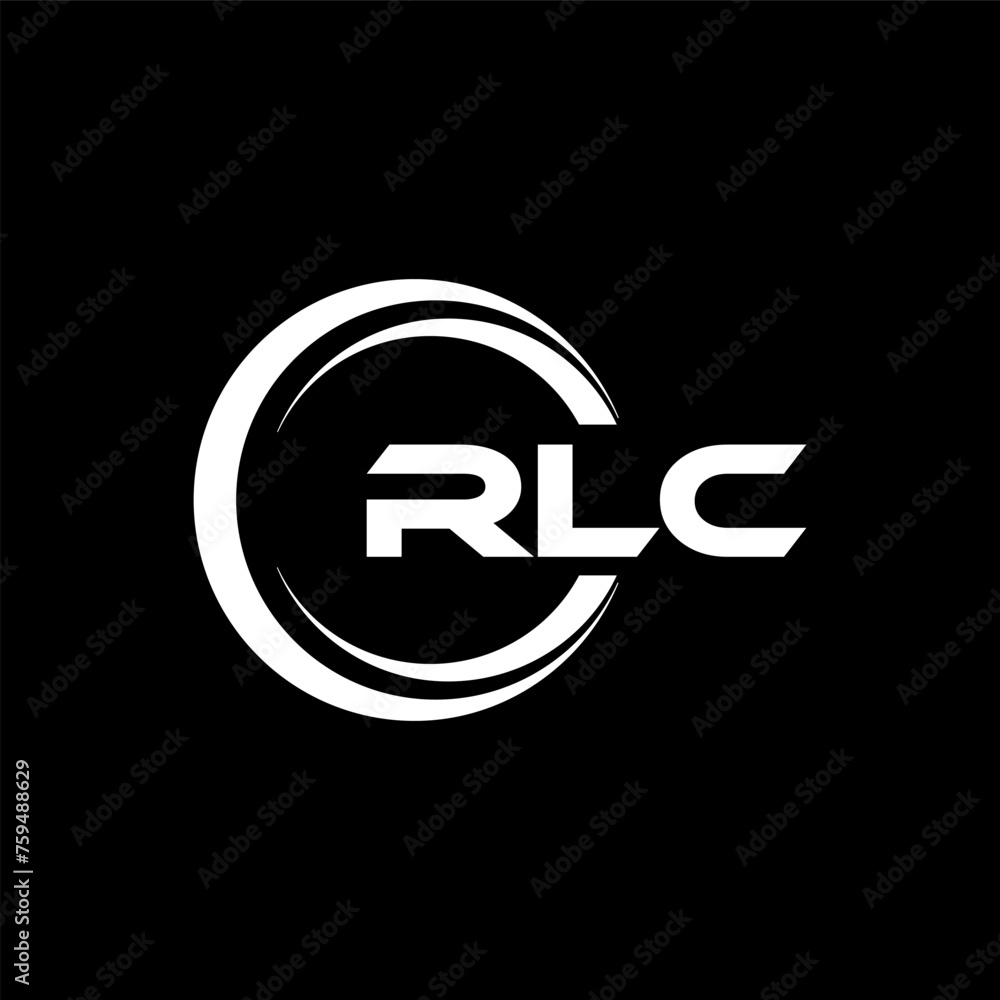 RLC letter logo design with black background in illustrator, cube logo ...