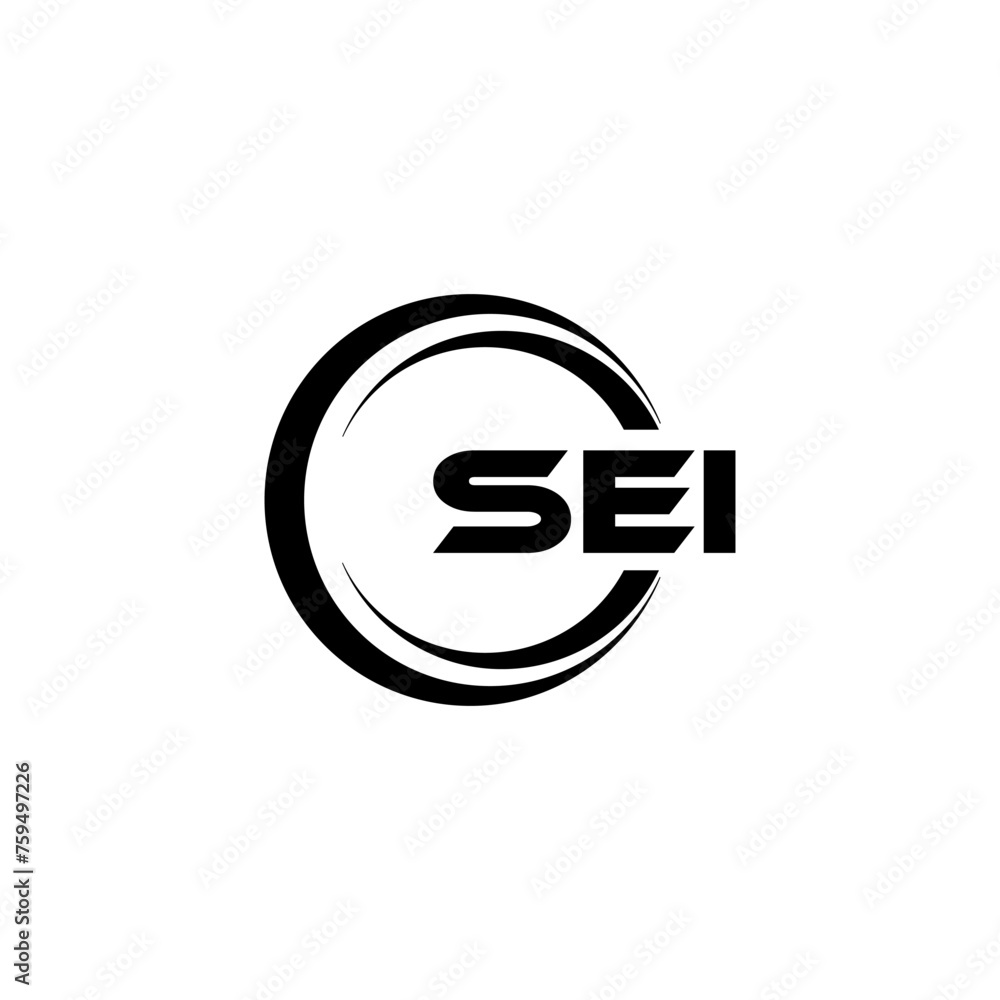 SEI letter logo design in illustration. Vector logo, calligraphy ...