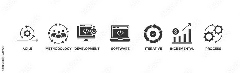 Scrum development banner web icon vector illustration concept with icon of agile, methodology ...