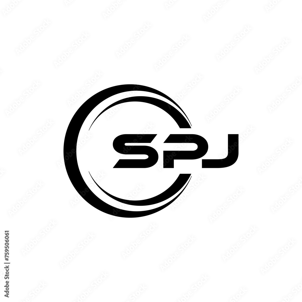 SPJ letter logo design in illustration. Vector logo, calligraphy ...