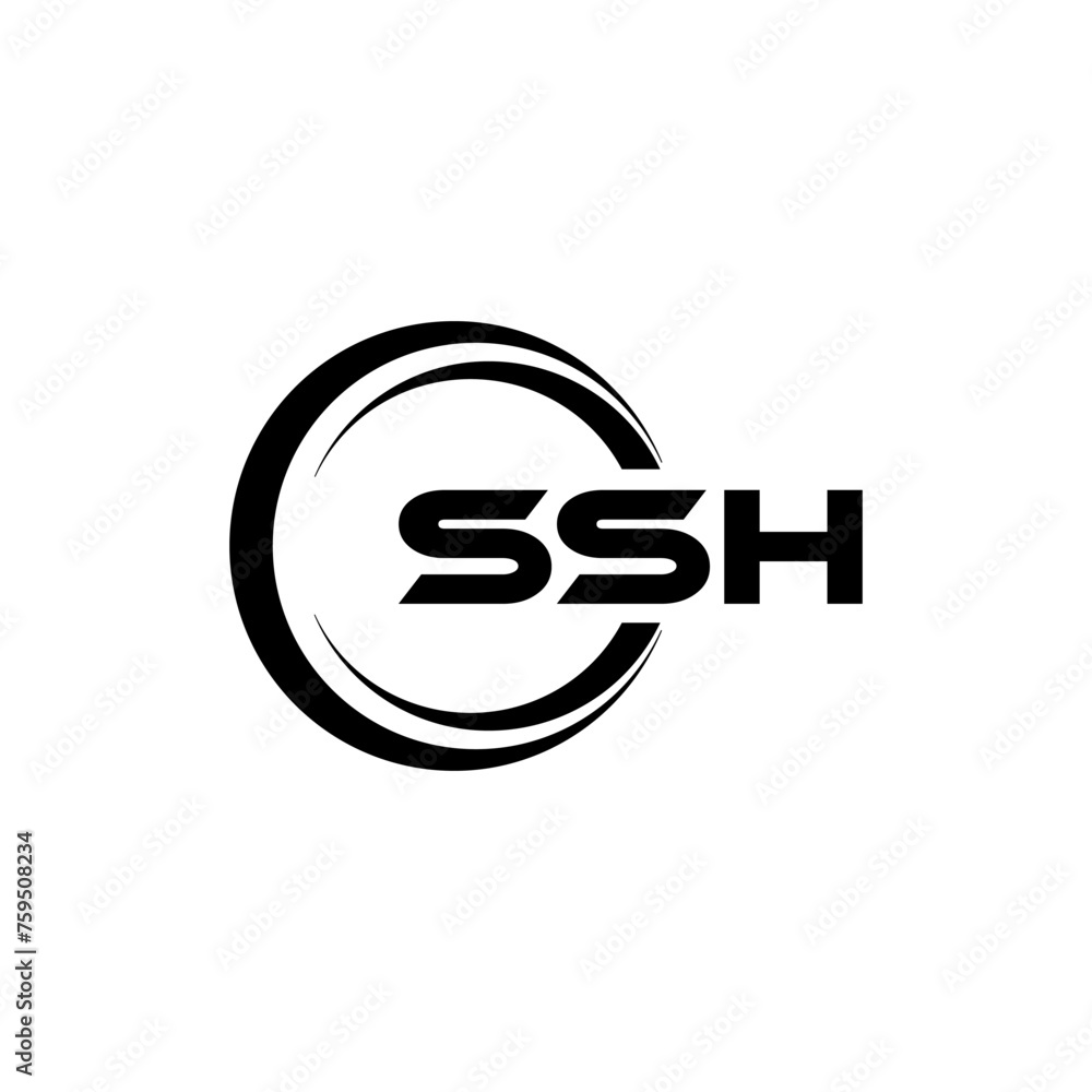 SSH letter logo design in illustration. Vector logo, calligraphy ...
