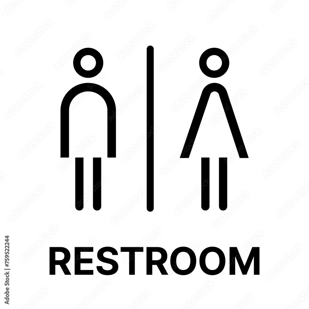 restroom sign, WC pictogram. gender icon, toilet pictogram, restroom ...