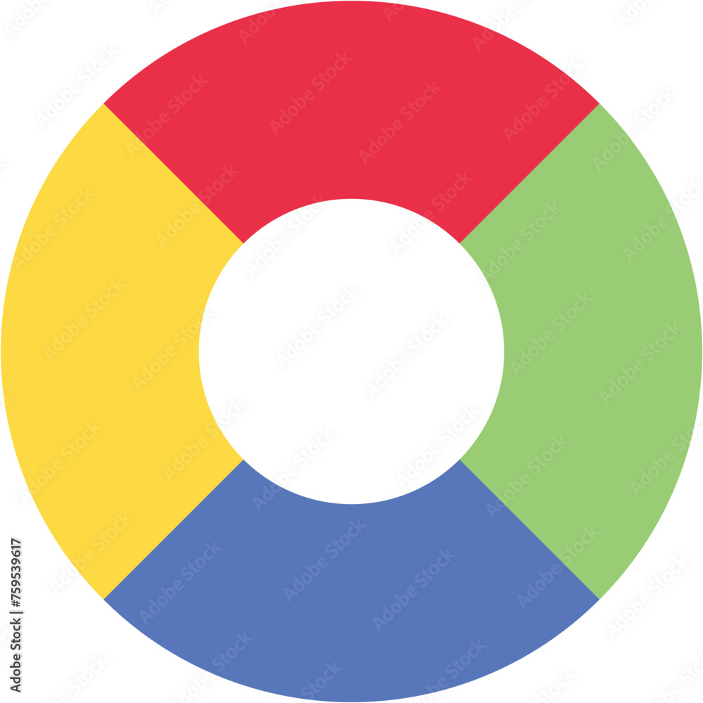 Separate doughnut graph pie charts icon with 4 colourful parts. Morden ...