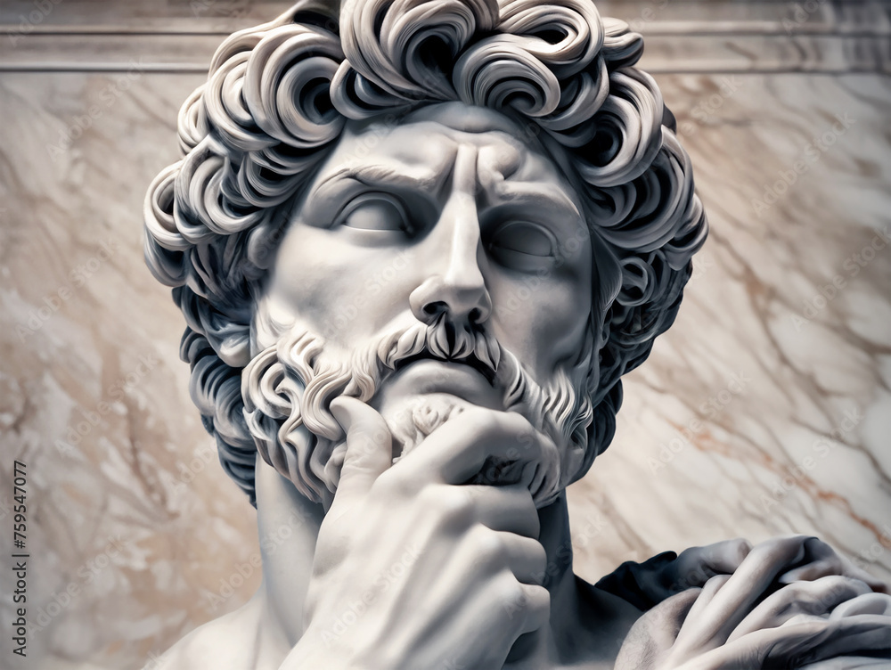 Statue of an ancient stoic philosopher reflecting about life and the ...