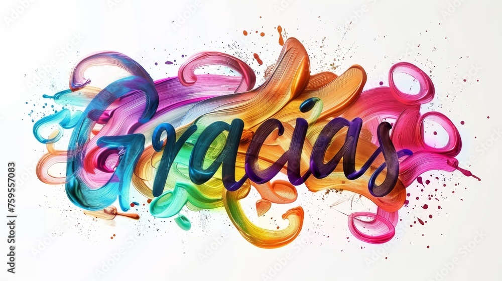 Gracias - Thank you in Spanish language. Modern calligraphy lettering ...