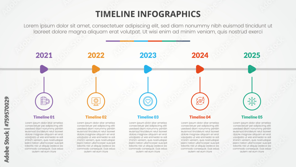 timeline milestone infographic concept with outline circle with arrow ...