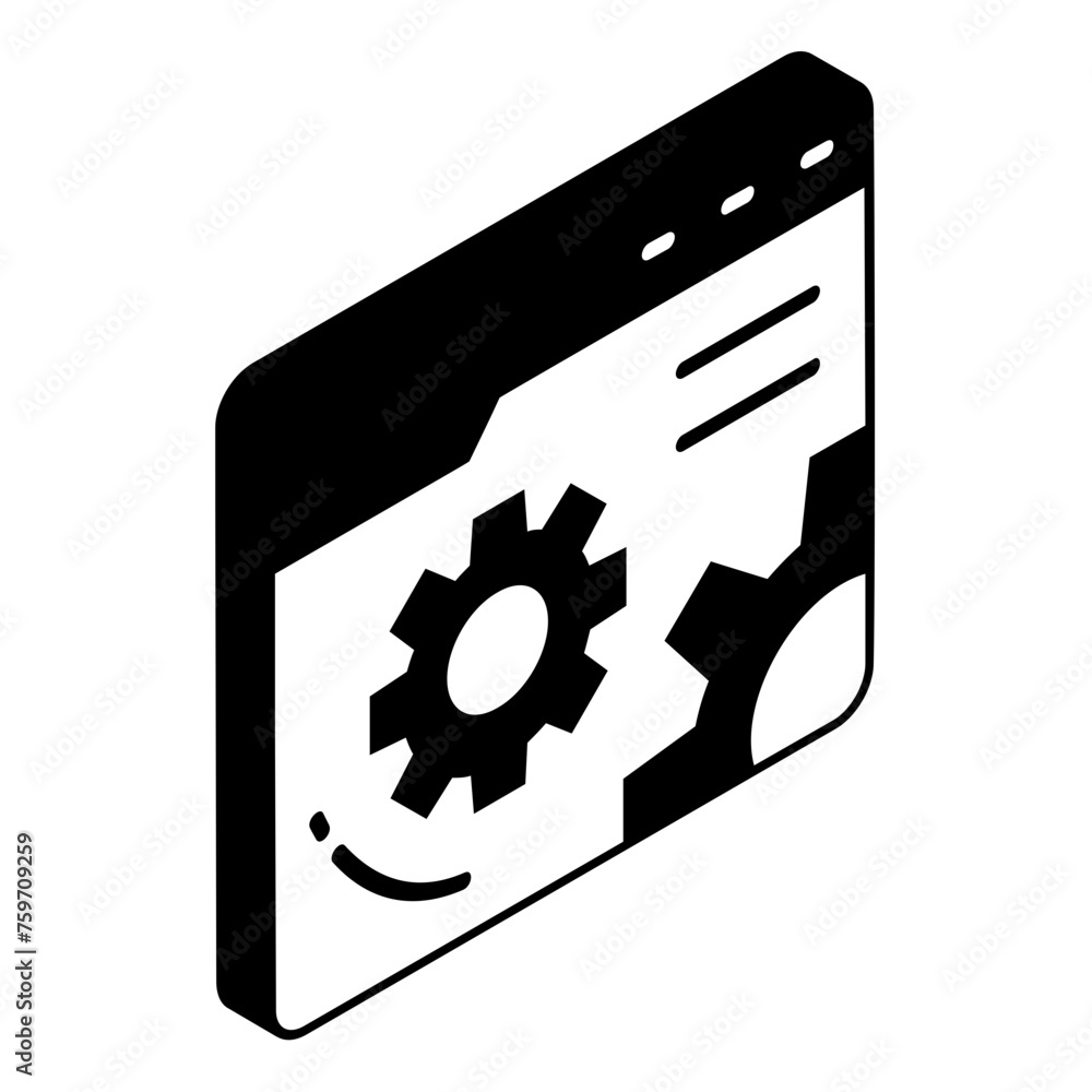 Adjust Browser Settings and preferences isometric concept, Web services Configuration vector ...