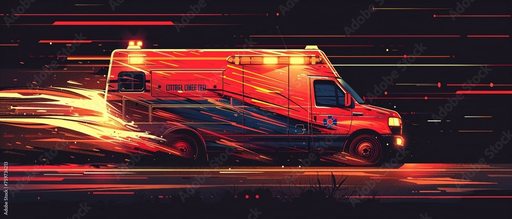 illustration of an ambulance in motion with dynamic speed patterns to ...