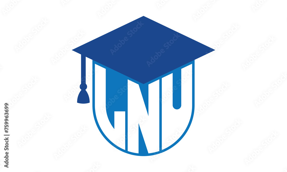 LNU initial letter academic logo design vector template. school college ...