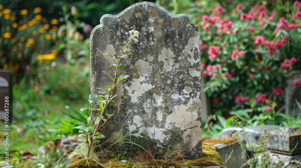 Blank Tombstone in Cemetery. Gravestone for a Headstone or Marker for ...