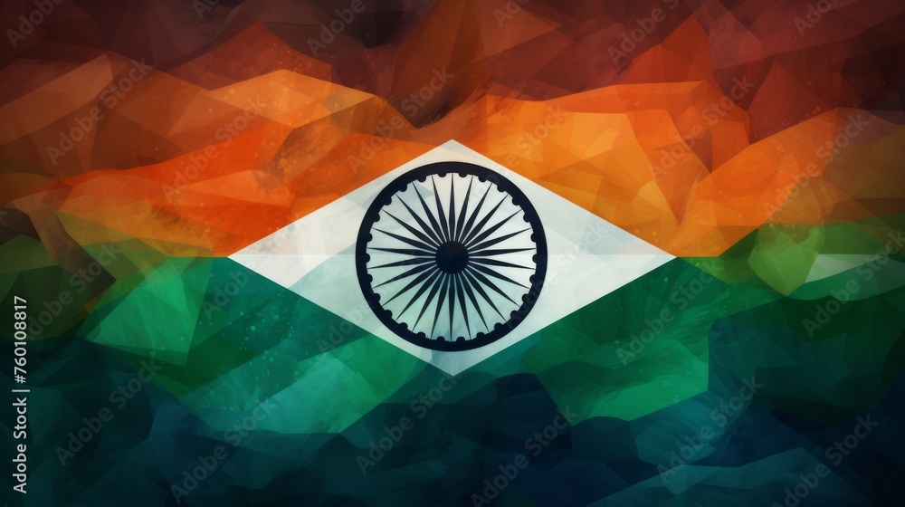 A modern geometric polygonal design of the Indian flag which represents ...