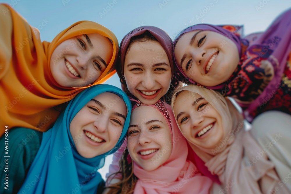 A joyful assembly of diverse friends from various ethnic and cultural ...