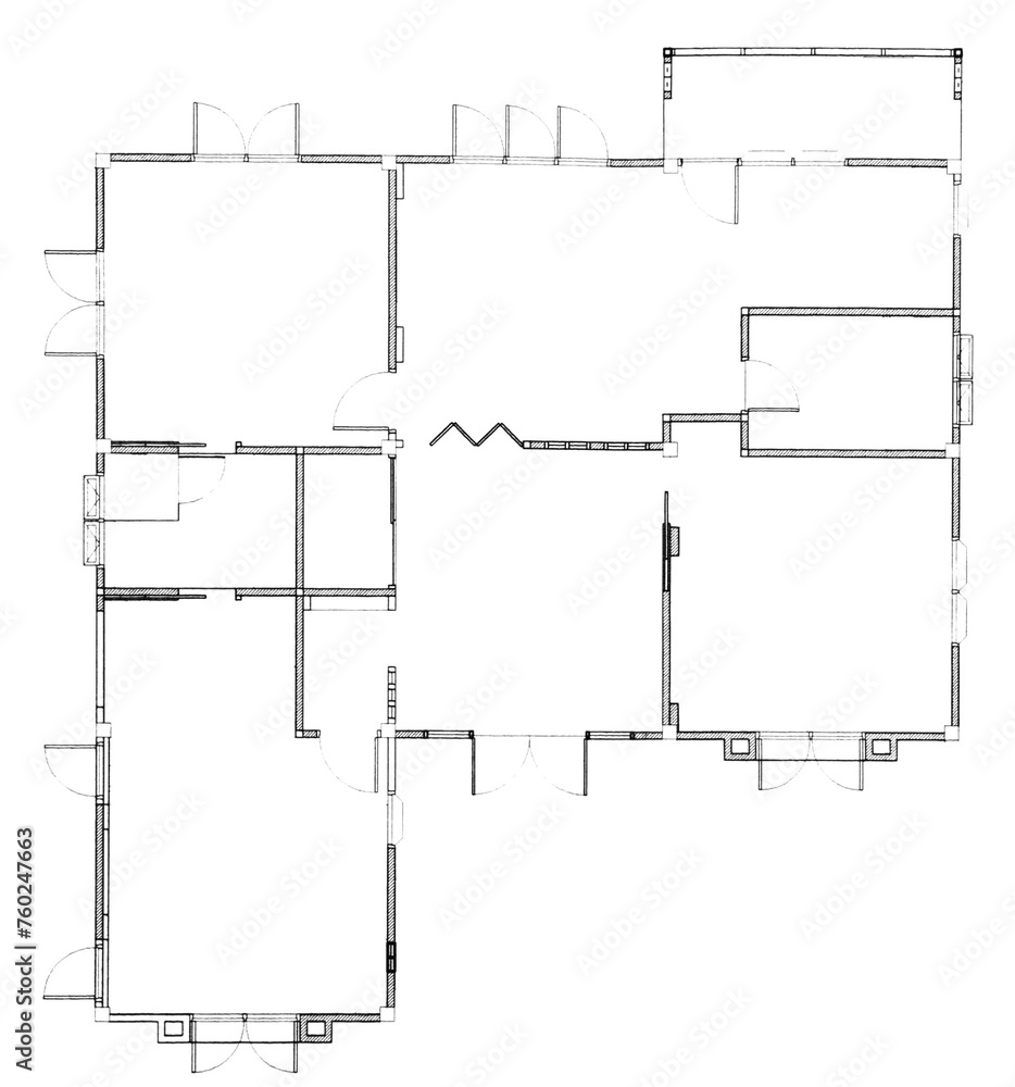 Architectural blueprint, House plan drawing on transparent background ...