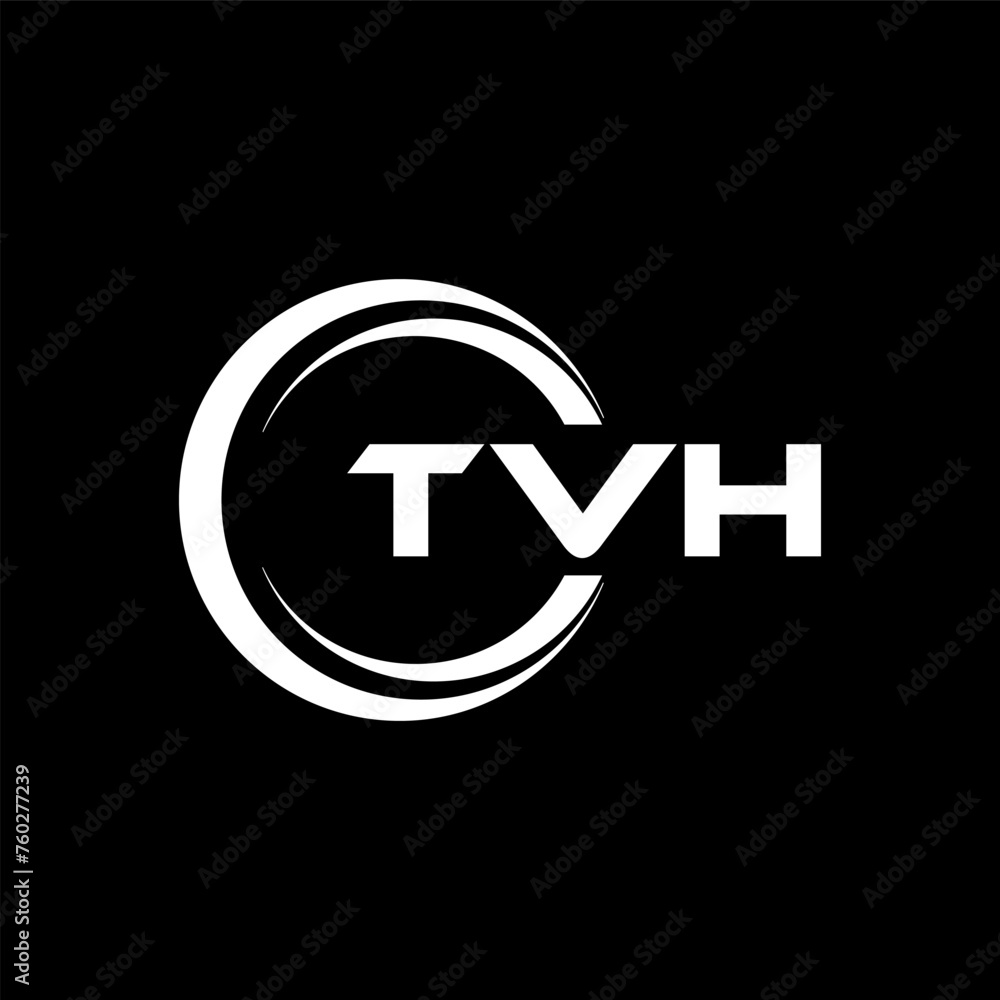 TVH letter logo design with black background in illustrator, cube logo ...