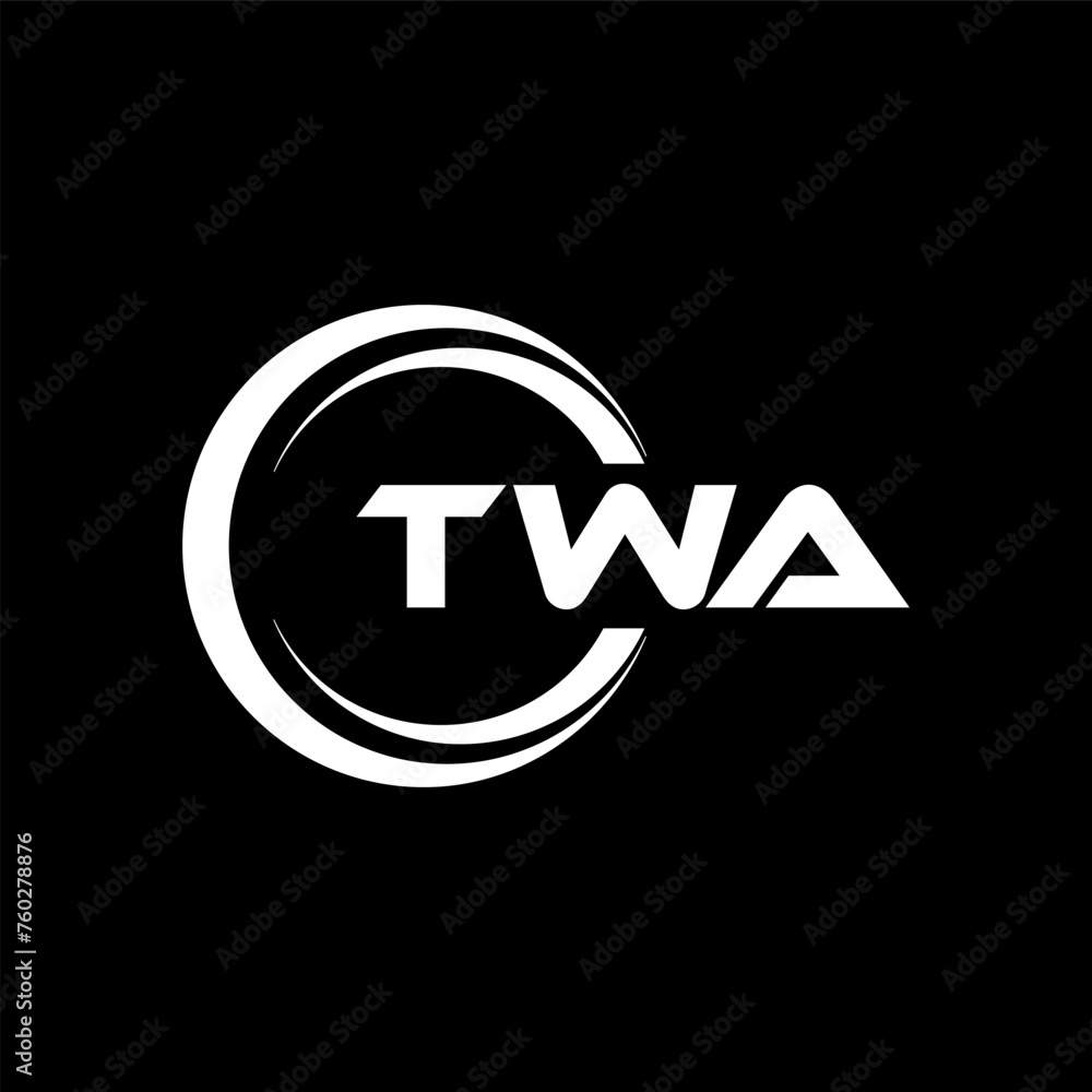 TWA letter logo design with black background in illustrator, cube logo ...