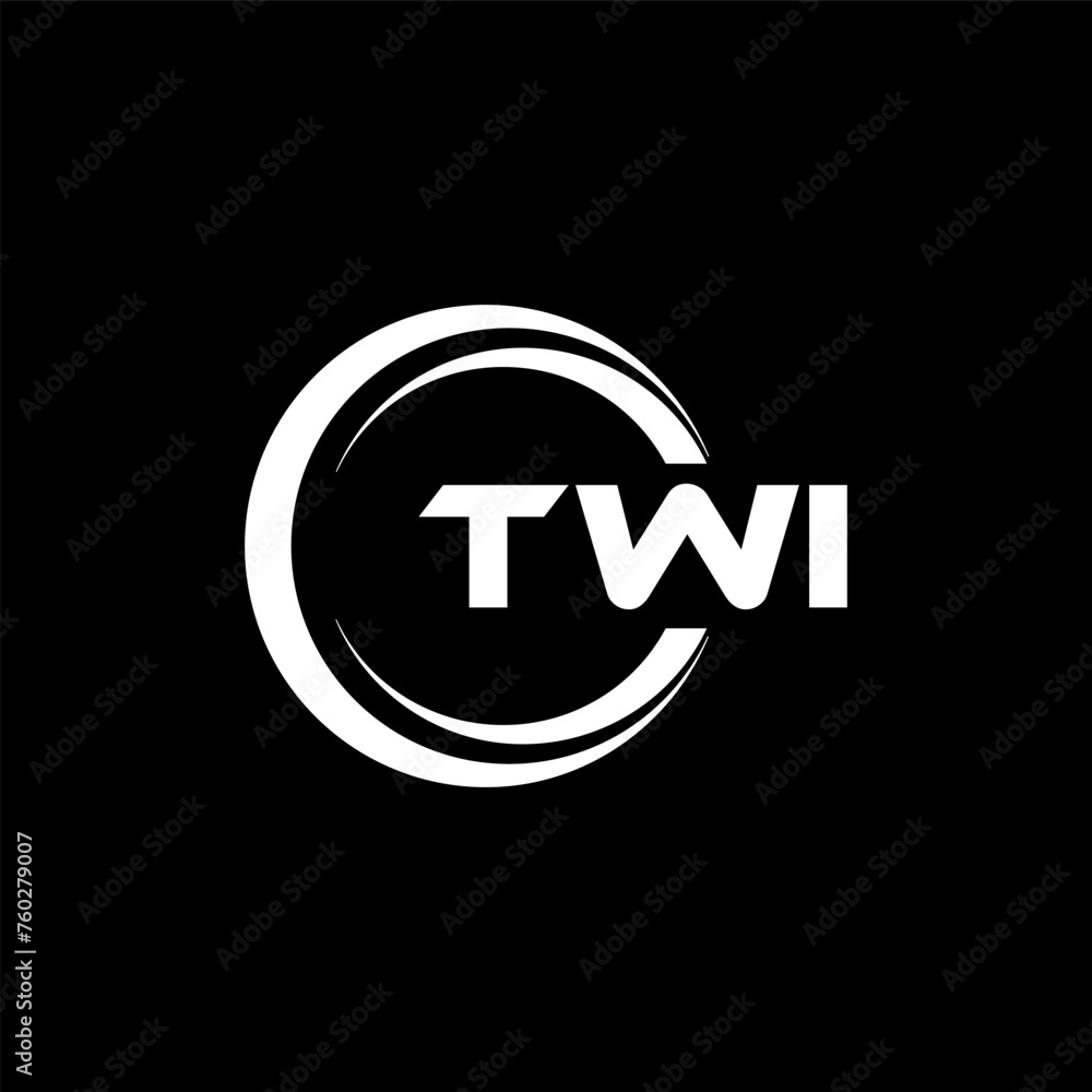 TWI letter logo design with black background in illustrator, cube logo ...