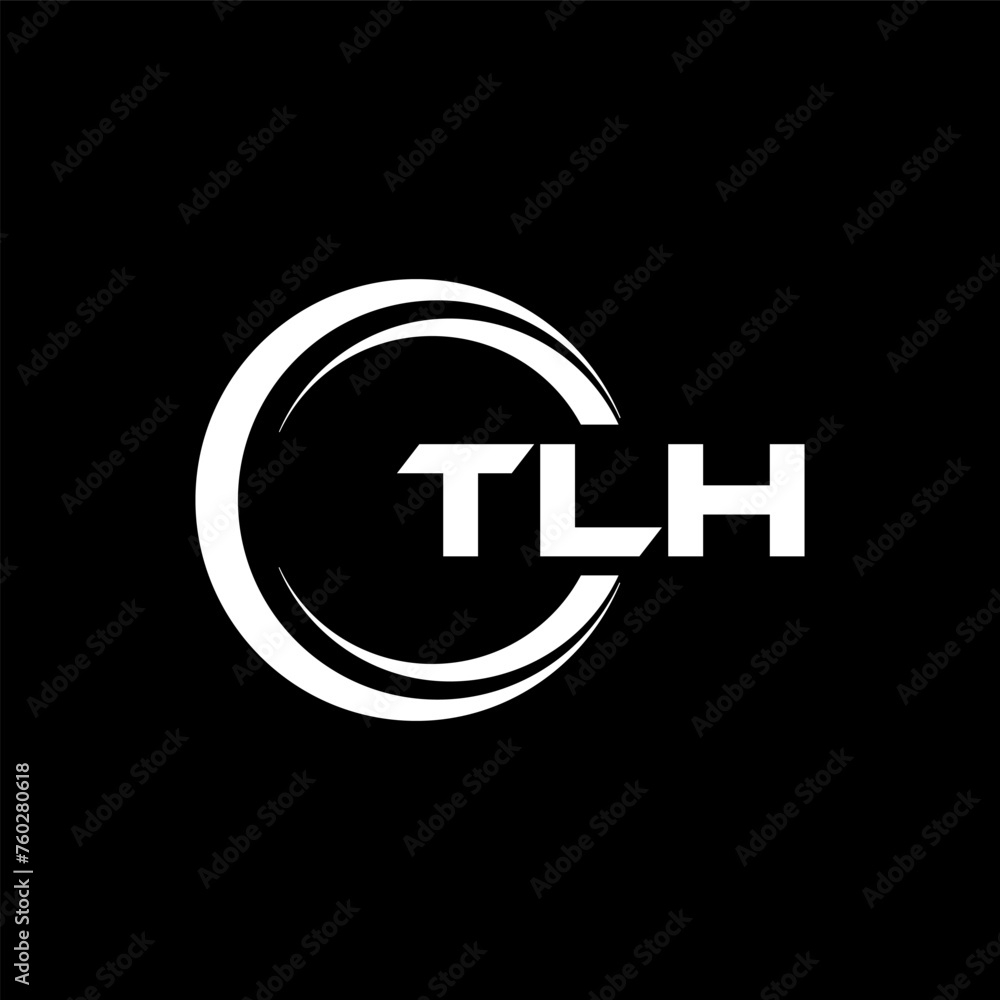 TLH letter logo design with black background in illustrator, cube logo ...