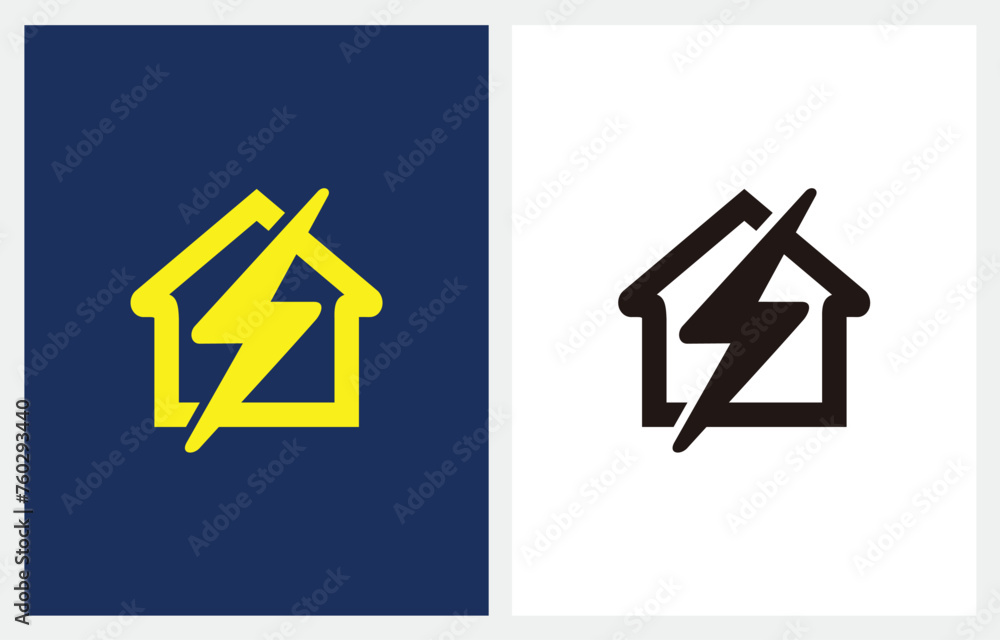 Home House Bolt Flash Thunderbolt logo design inspiration Stock Vector ...