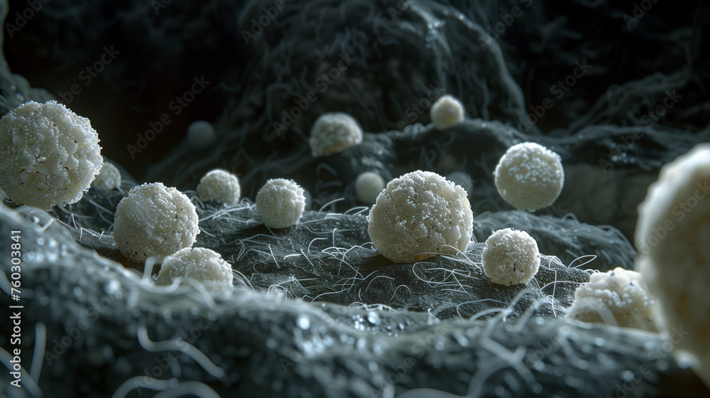 Staphylococcus aureus . Microscopic view of bacterial cell . Cluster of ...