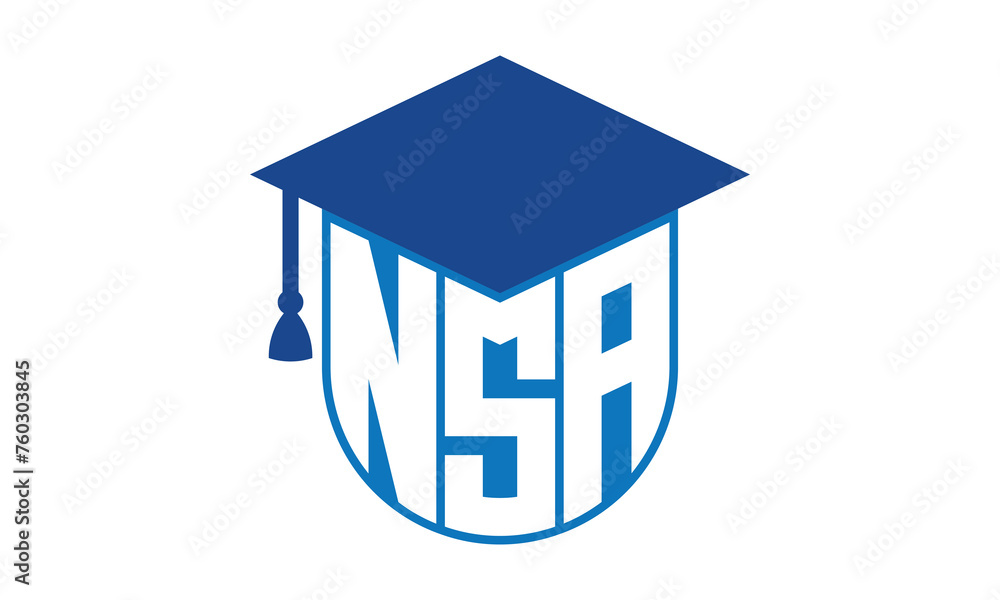 NSA initial letter academic logo design vector template. school college ...