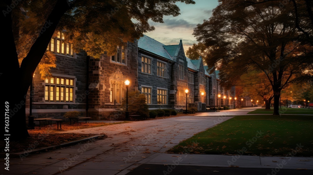 classrooms campus school building illustration library playground ...