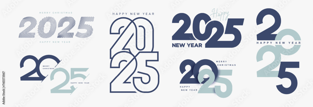 2025 Happy New Year logo text design. Trend collection of 2025 number ...