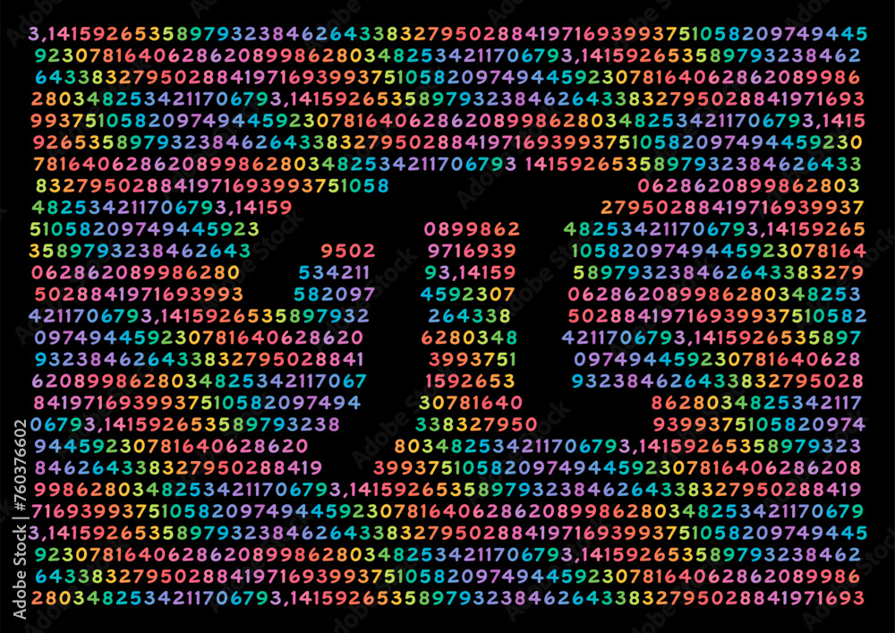 pi symbol in mixed colored numbers. numbers and pi symbol concept Stock ...