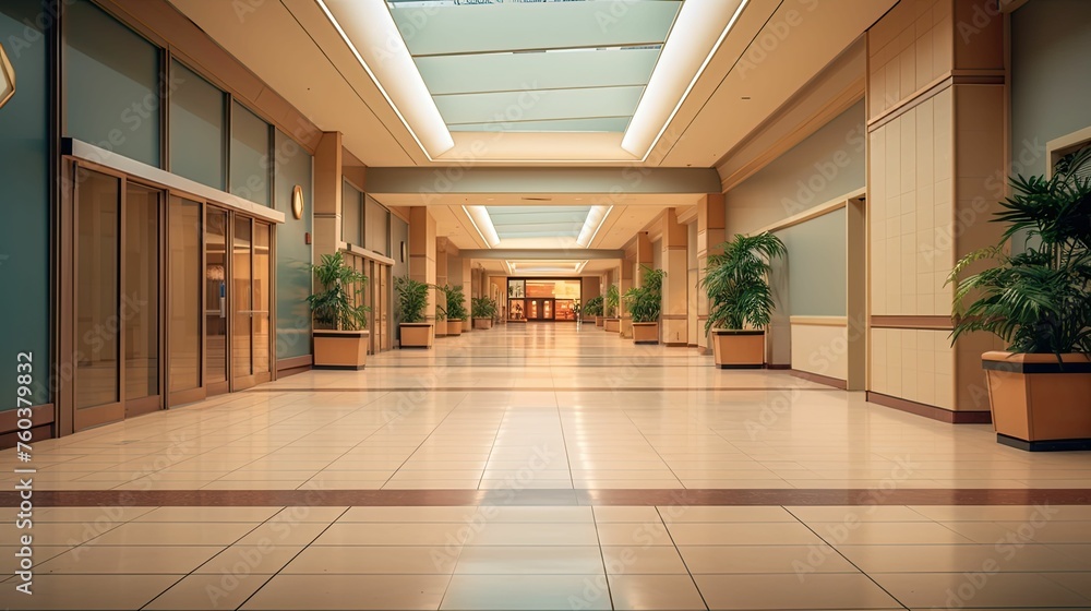 stores corridor mall building illustration fashion food, entertainment ...