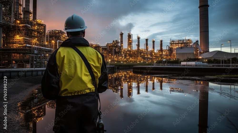 production refinery chemical plant illustration equipment industry ...