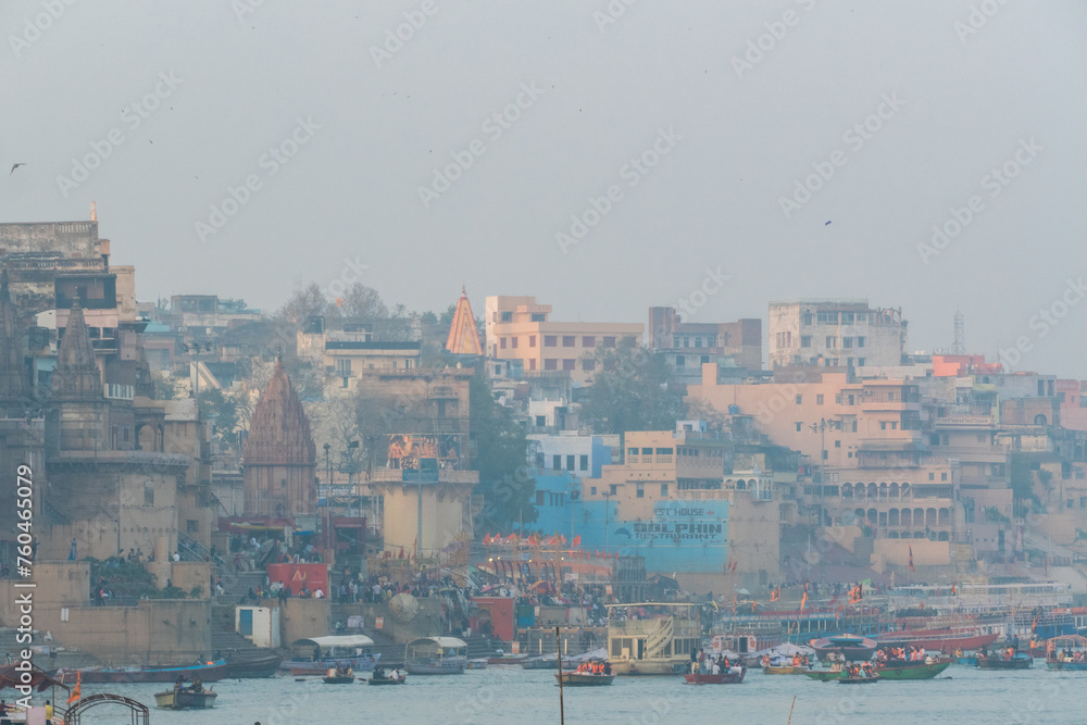 Riverfront landscape, is a city on the Ganges river in northern India ...