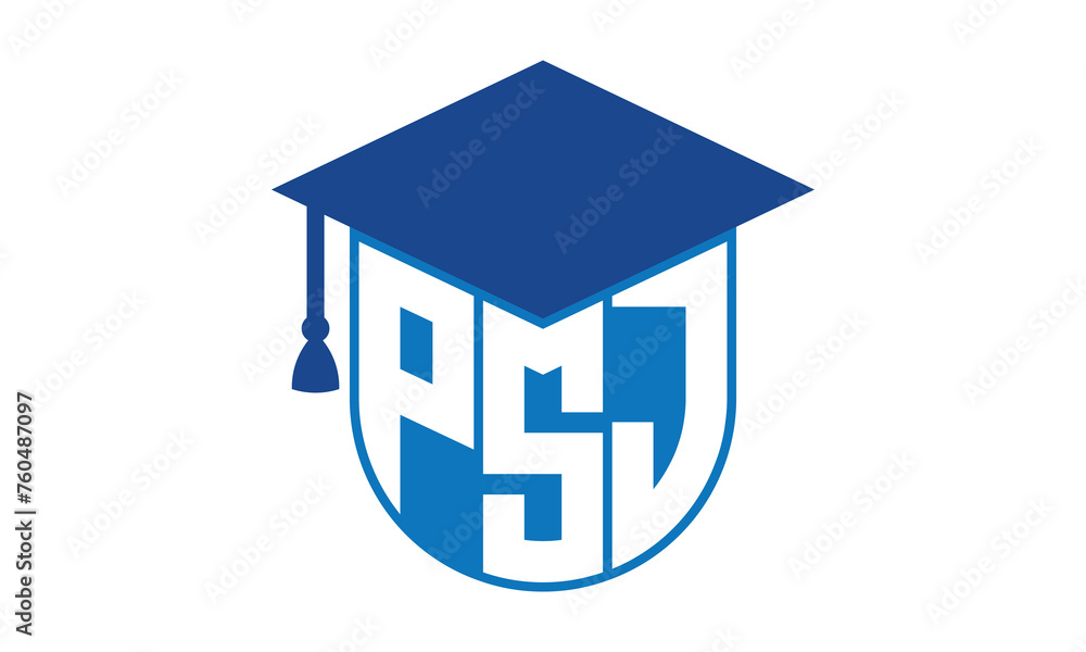 PSJ initial letter academic logo design vector template. school college ...