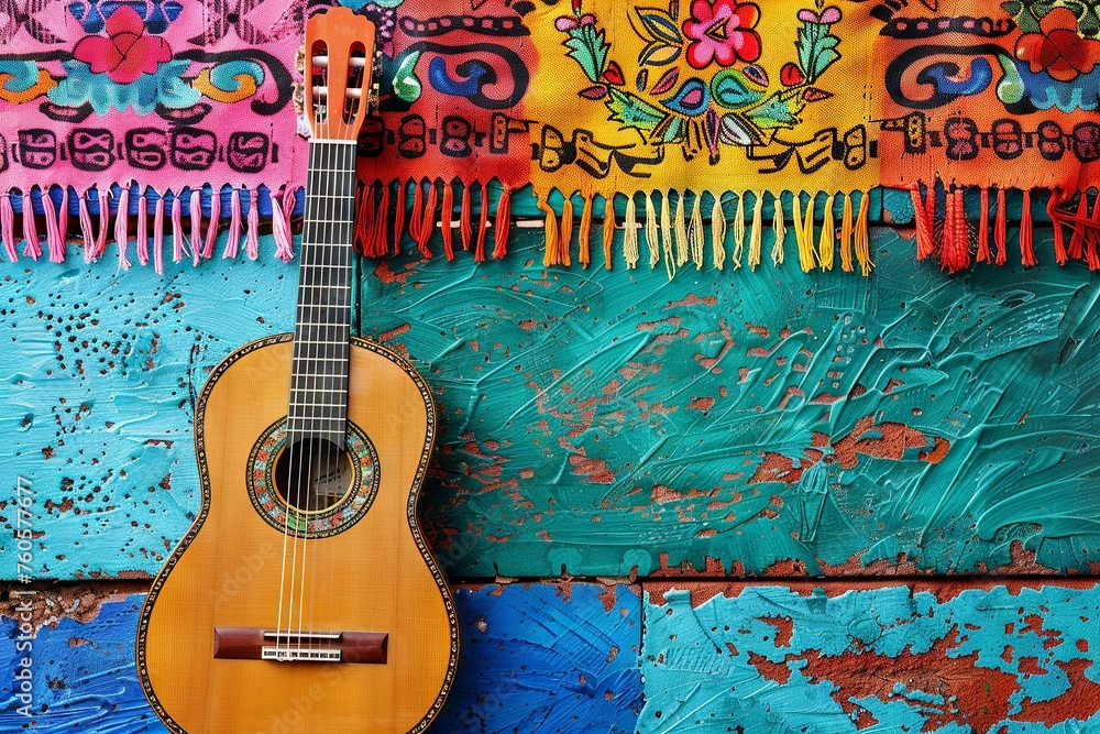 Mexican Culture-Themed Background with Papel Picado and Folklorico ...