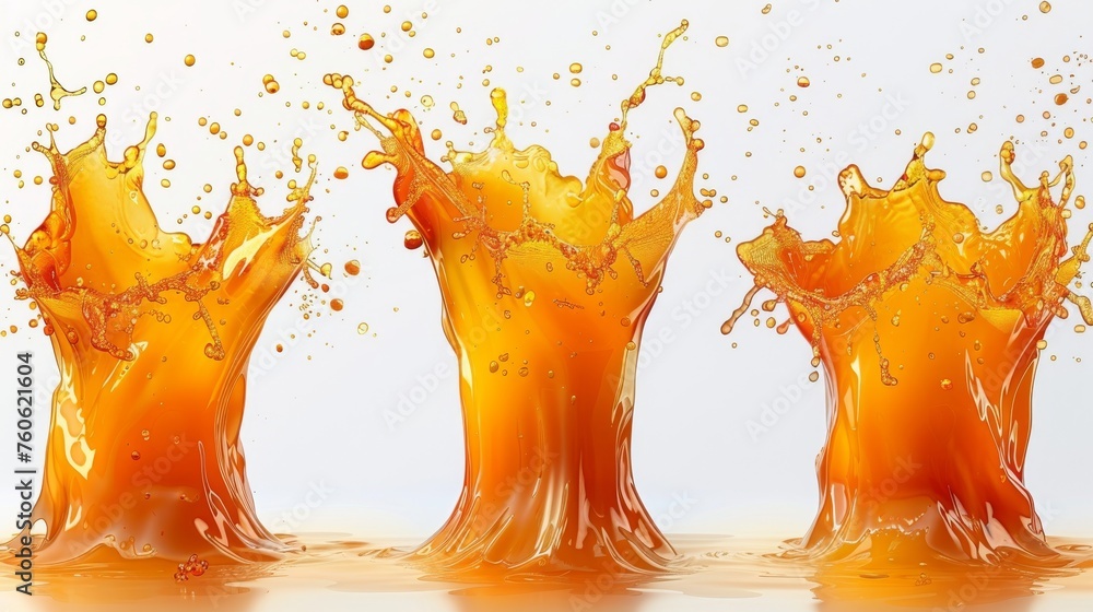 Juice or yellow water splashed on a transparent background. Modern ...