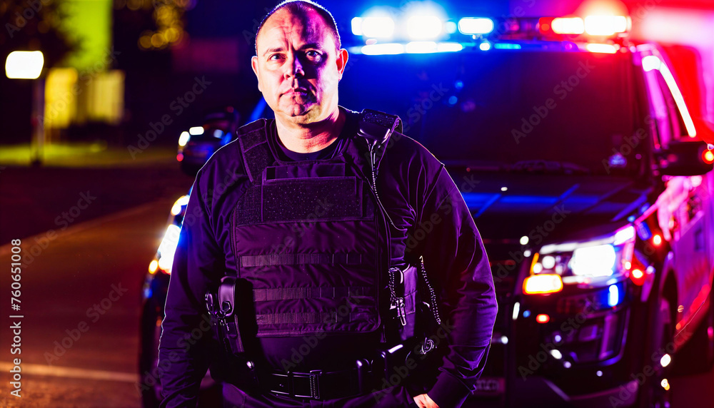 photo of middle aged police officer law enforcement standing in front ...