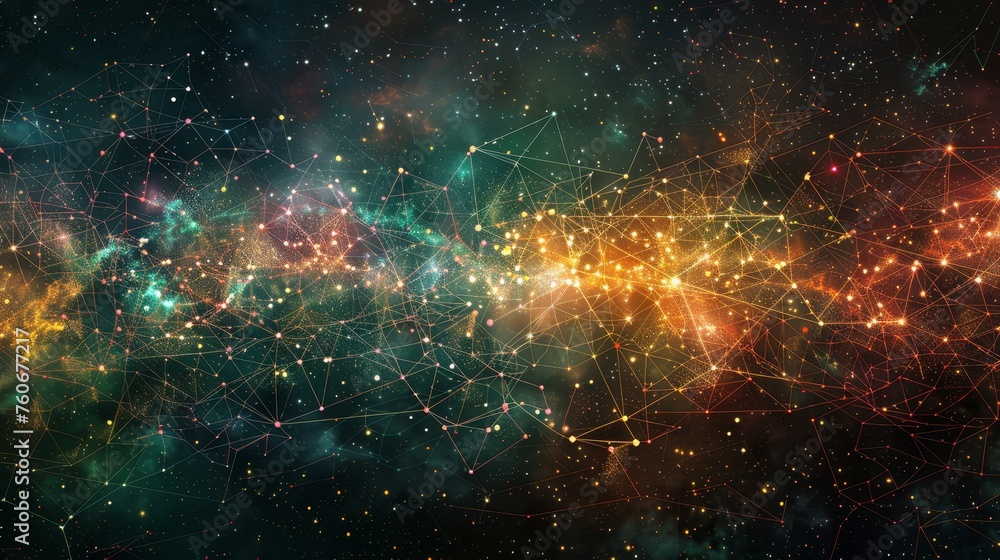 A dynamic constellation of interconnected nodes shines brightly against ...