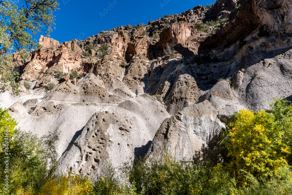 Bandelier National Monument in New Mexico. Hot ash from volcano at ...