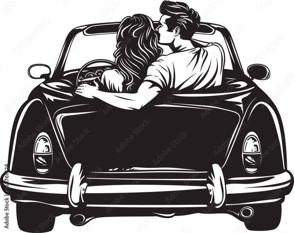 Open Air Intimacy Iconic Logo of Couples Back View in Convertible ...
