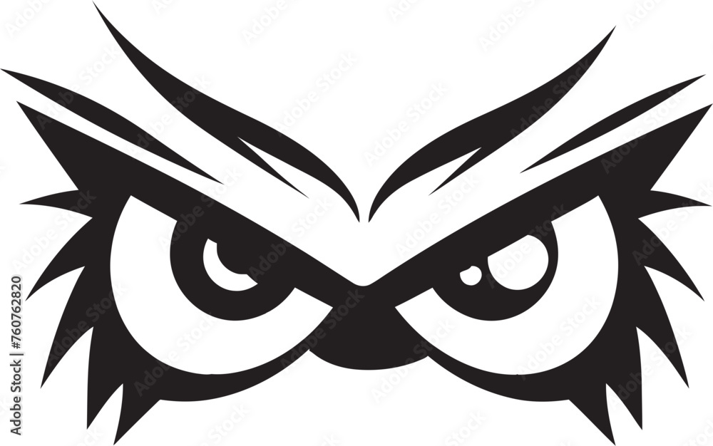 Outraged Outfit Vector Logo Design of Cartoon Angry Eye Mask Animated ...