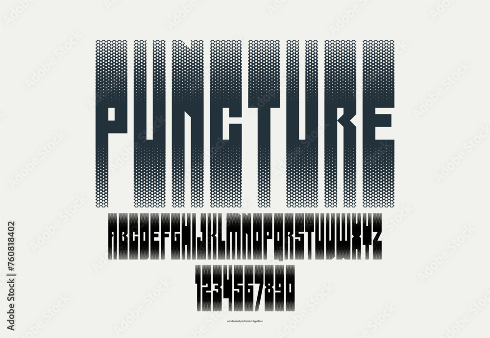 Halftone dotted futuristic cyberpunk font for logos and posters, vector ...