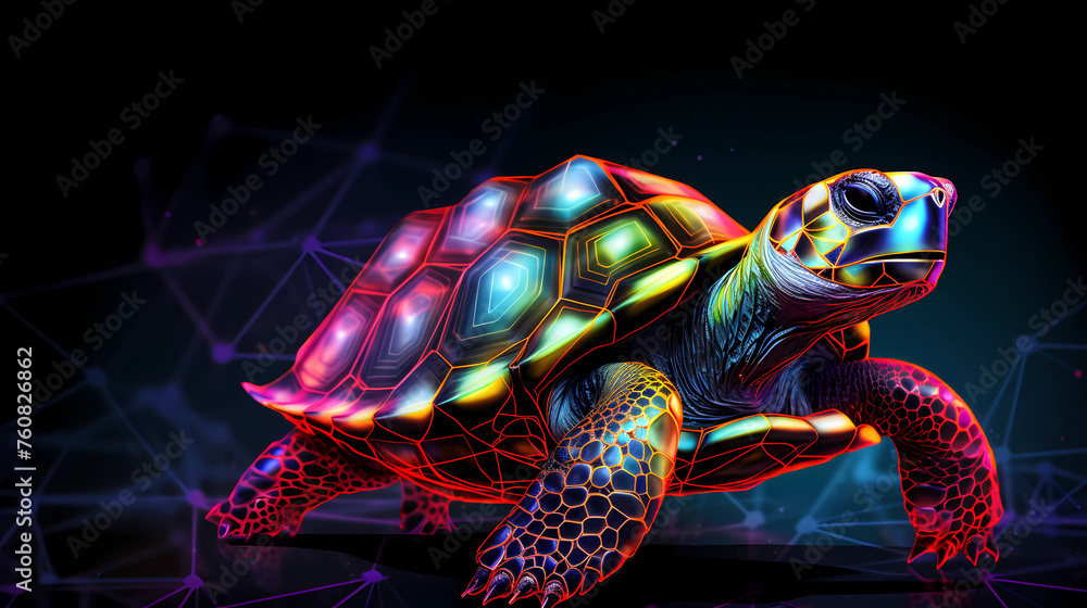 Tortoise Turtle Turtles Baby Ocean Water Sea Animal Plexus Neon Black ...