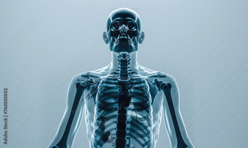 Ilustración de Stock Human anatomy X-ray overlay on headless body - A ...